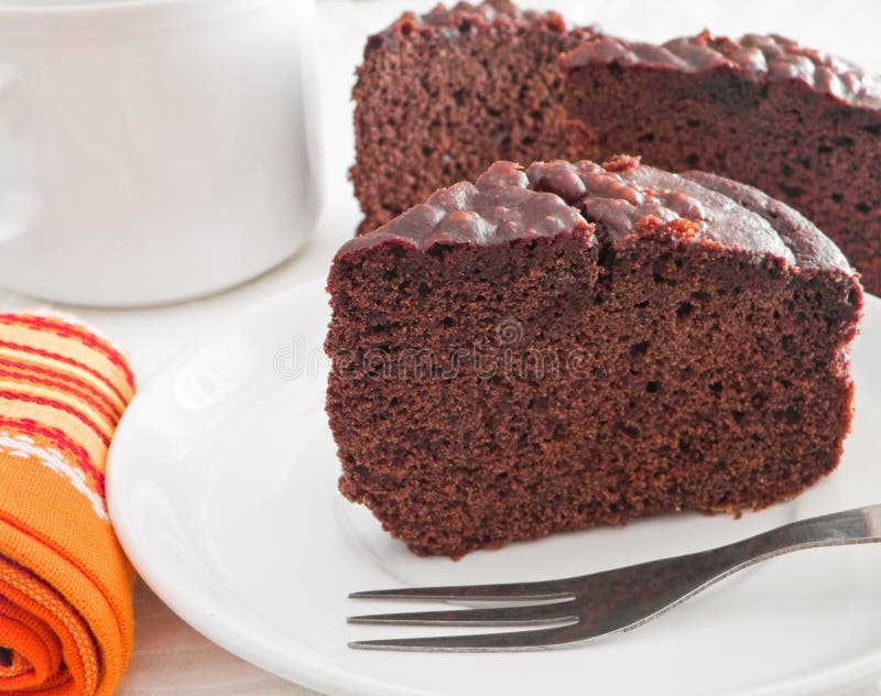 Chocolate Cake Slices at Breakfast. Stock Image - Image of gastronomic ...