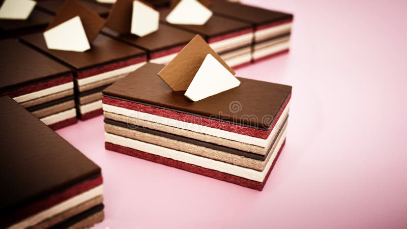 Chocolate Cake Slices with Multiple Layers. 3D Illustration Stock ...