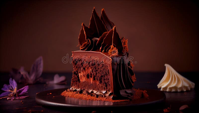 Chocolate Cake on the Table, Holiday Treat Stock Illustration ...