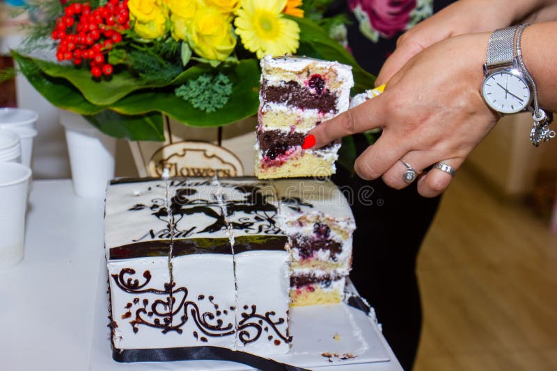 Chocolate Cake on the Table, Chocolate Cake on a Plate Stock Photo ...