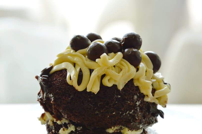 Chocolate Ball Cake Topping Colorful Candy Eat Couple With Coffee Stock ...