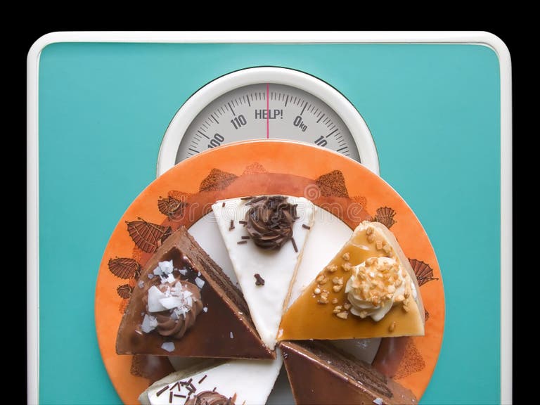 Chocolate Cake on Weigh-scale Stock Image - Image of kilo, diabetic ...