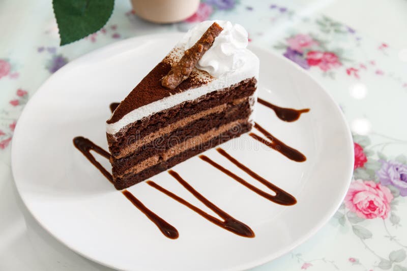 Chocolate cake stock image. Image of icing, brown, restaurant - 32523493