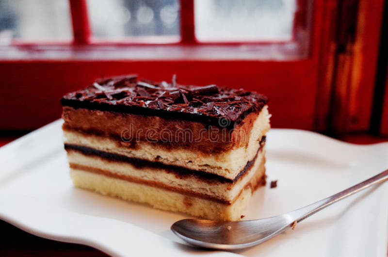 Chocolate opera cake stock image. Image of chocolate - 60320355