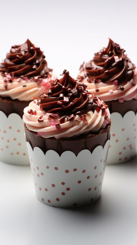Chocolate Cakes Elegantly Presented in a Cup Against a Pristine White ...