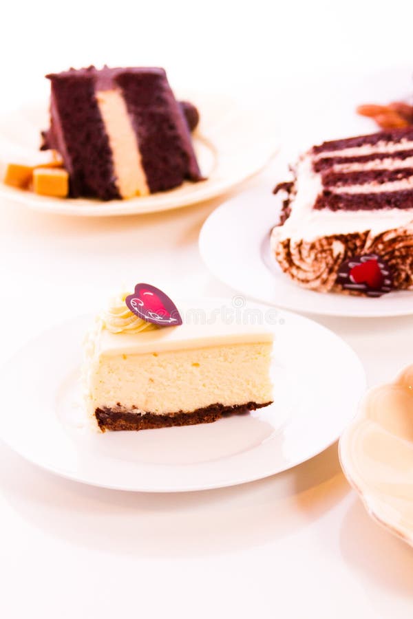 Chocolate cakes stock image. Image of plate, fancy, sliced - 287759349