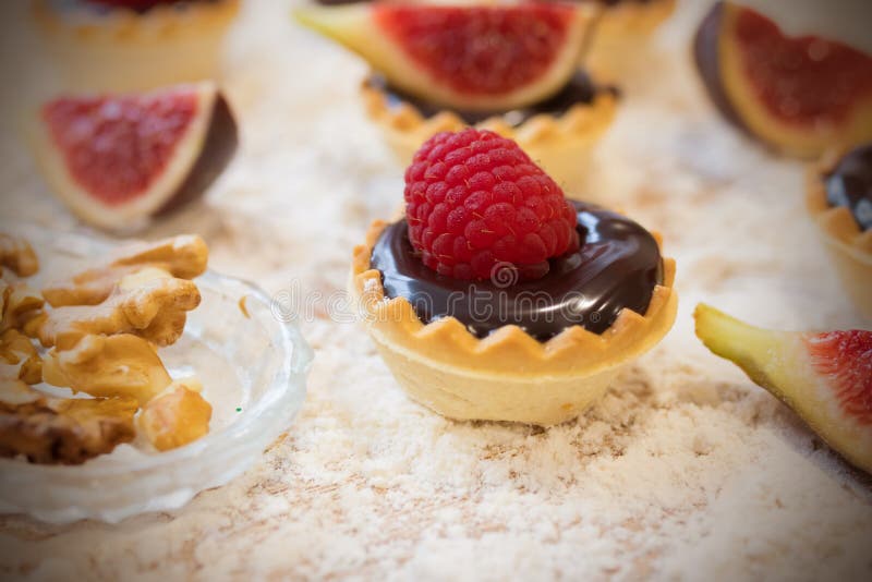 Chocolate cakes and sweets stock photo. Image of fruits - 169670392