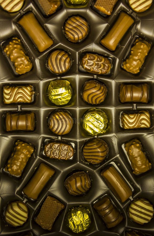 Chocolate Candies Assortment in a Box Stock Image - Image of cream ...