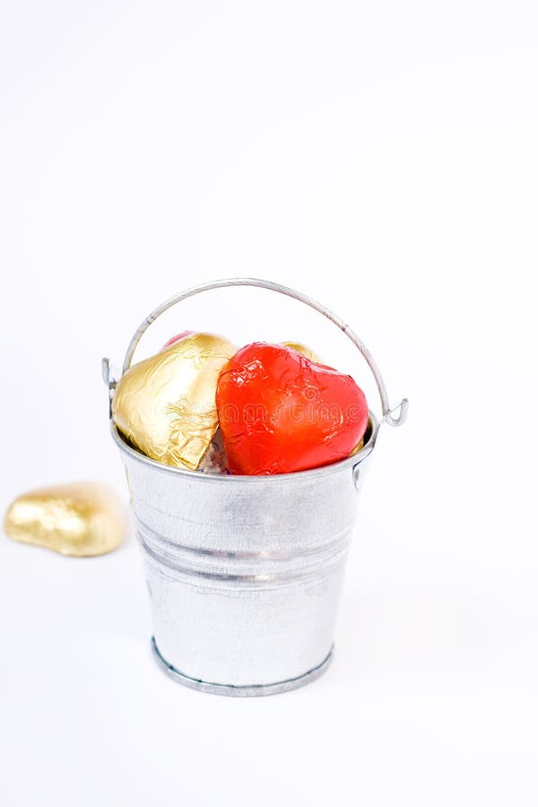 Chocolate Candies in Decorative Tiny Bucket Stock Image - Image of ...