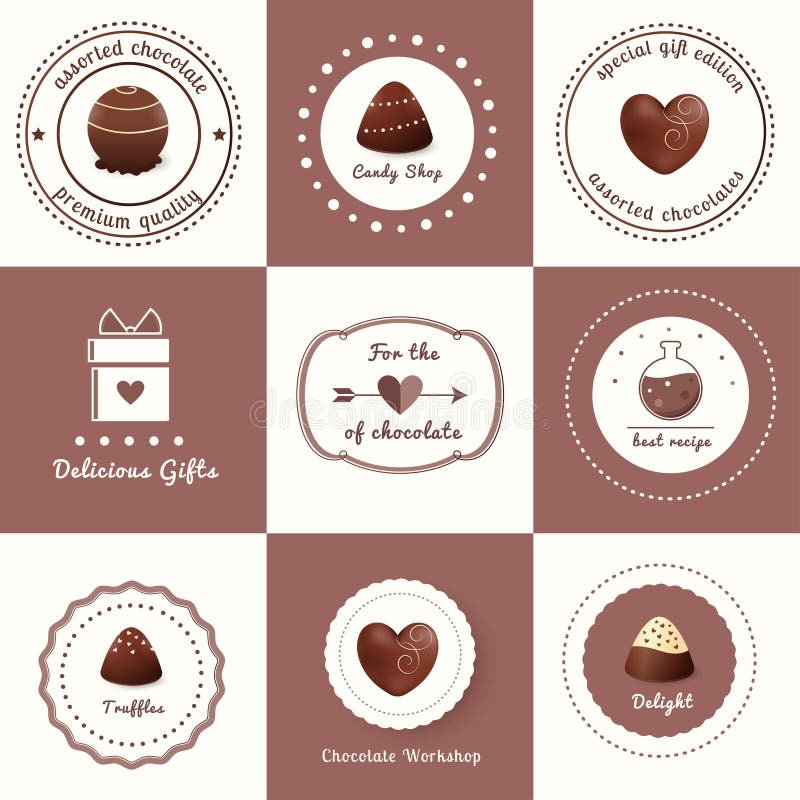 Chocolate Candies and Desserts Labels Stock Illustration - Illustration ...