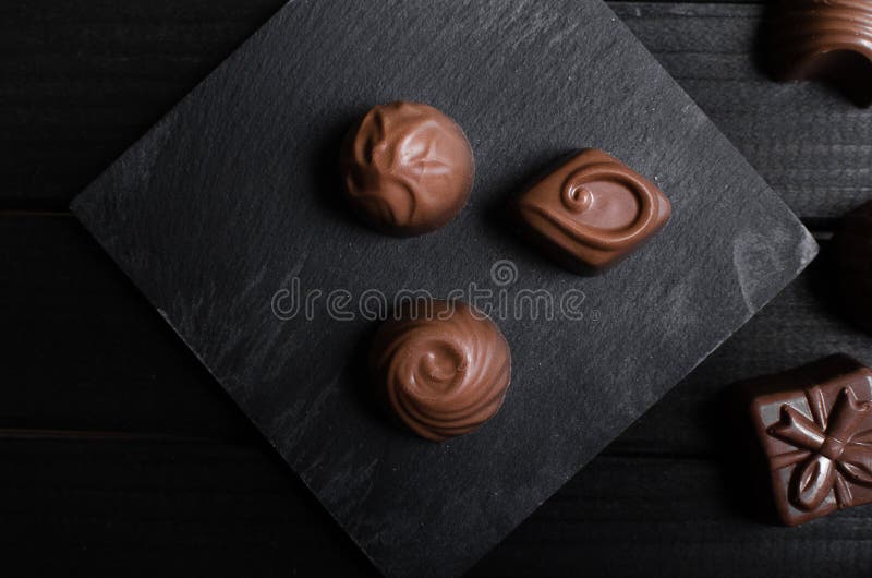 Chocolate Candies in the Different Forms and Taste Stock Image - Image ...