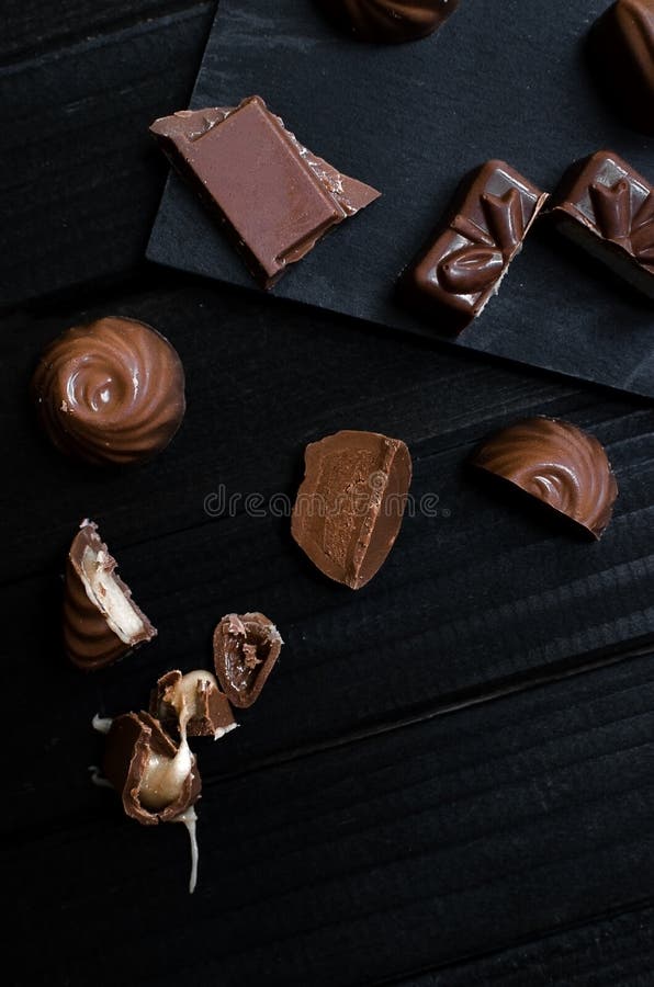 Chocolate Candies in the Different Forms and Taste Stock Image - Image ...