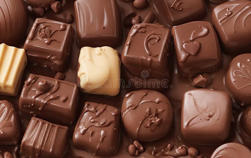 Chocolate Candies of Different Types Close-up Stock Illustration ...