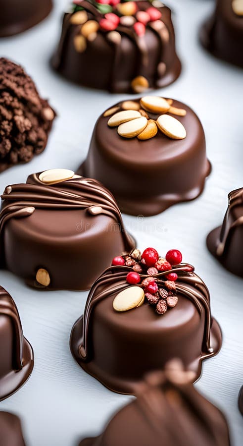 Chocolate Candies in Diverse Shapes, Offering a Feast, Generative AI ...