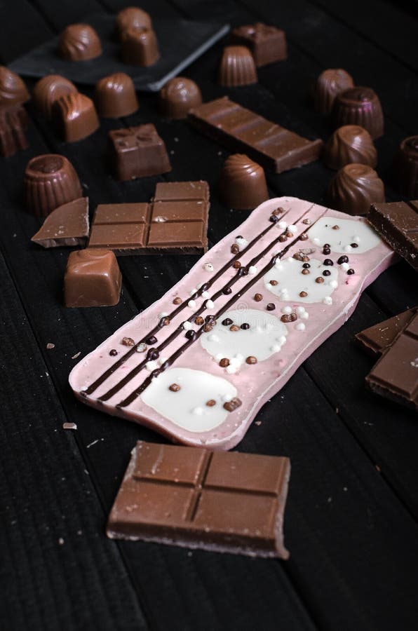 Chocolate Candies in the Different Forms and Taste Stock Image - Image ...