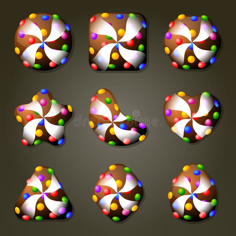 Chocolate Candies for Match Three Game Stock Vector - Illustration of ...