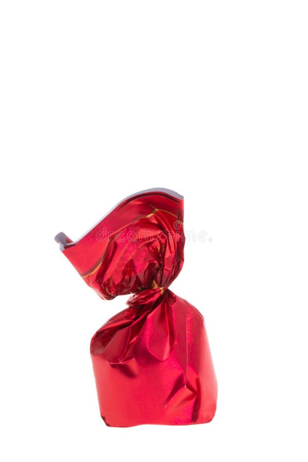 Chocolate Candies in Red Wrapper Isolated Stock Photo - Image of tasty ...