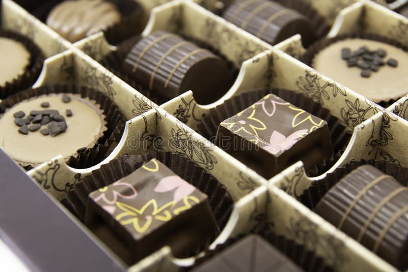 Chocolate Candies Set in an Open Box Stock Photo - Image of truffle ...