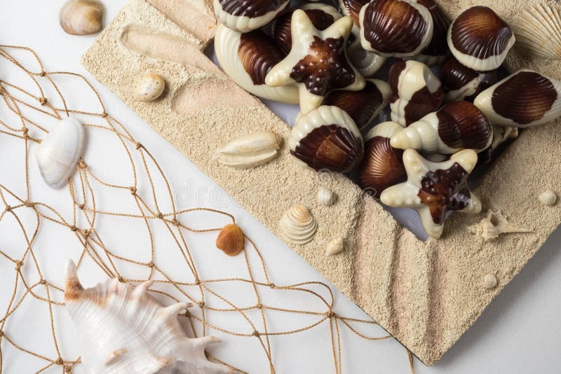 Chocolate Candies, Traditional Belgian Shell Shape Stock Image - Image ...
