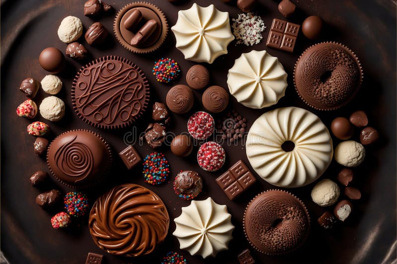 Chocolate Candies White Dark Milk Chocolate. Generative AI Stock ...
