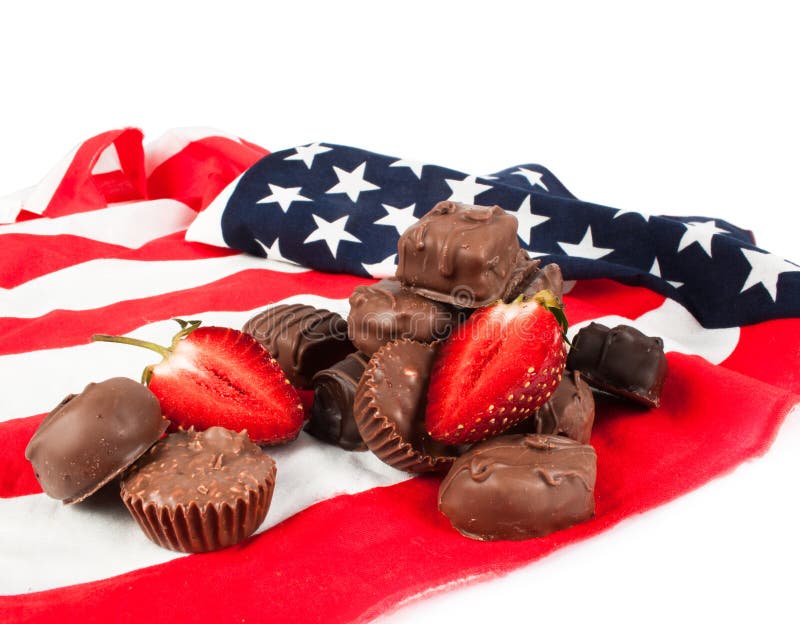 Chocolate Candy on American Flag Stock Image - Image of fine, christmas ...