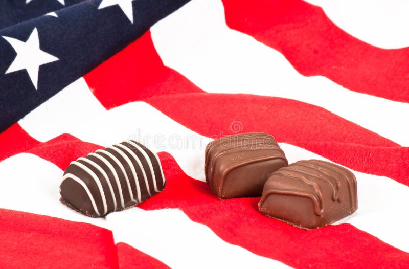 Chocolate Candy on American Flag Stock Photo - Image of aliment, nuts ...