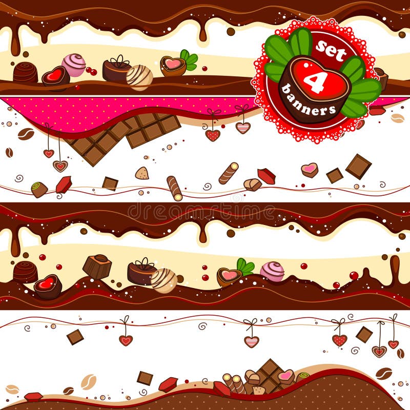 Chocolate candy banners stock illustration. Illustration of dessert ...