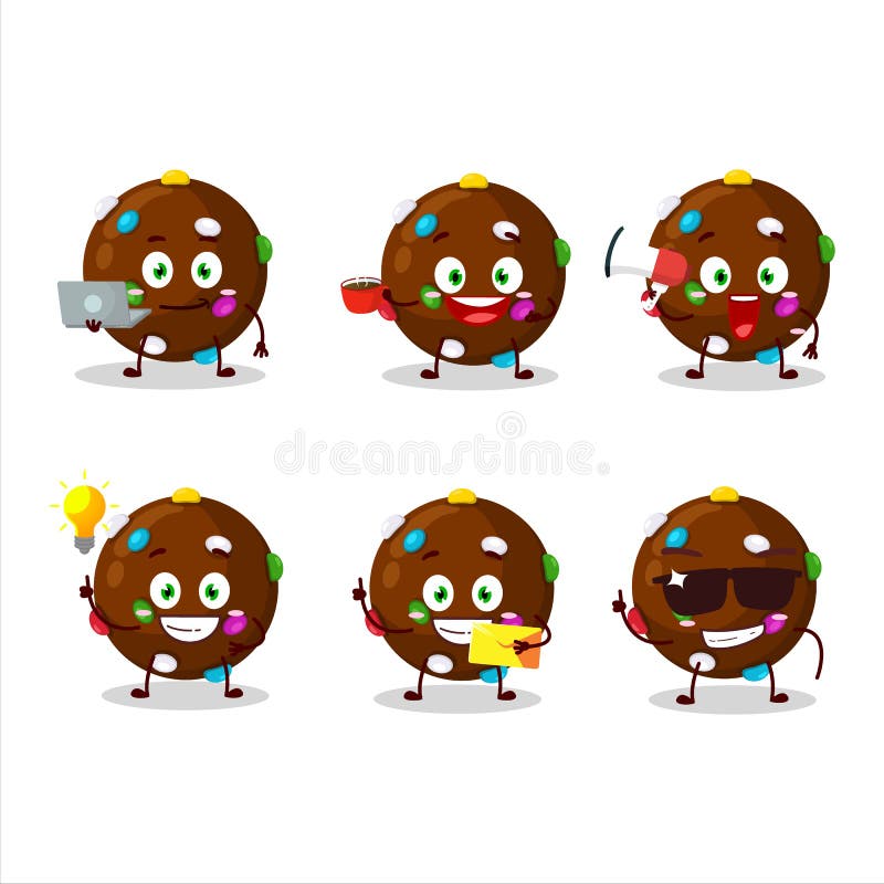 Chocolate Candy Cartoon Character with Various Types of Business ...