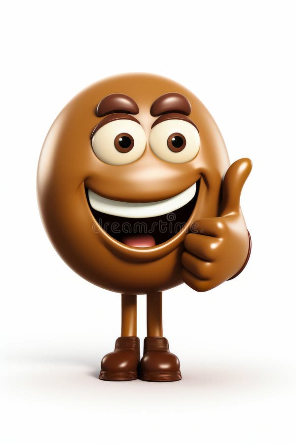Chocolate Candy Character Giving Thumbs Up Sign with Both Hands ...