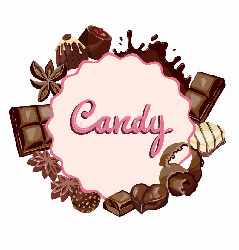 Chocolate Candy Circular Frame Design. Calligraphy Inscription ...