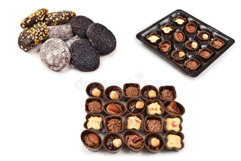Chocolate Candy Collection in Plastic Box Stock Image - Image of ...