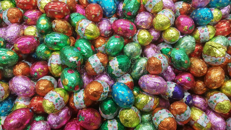 Chocolate Candy Easter Egg Wrapped in Foil Stock Photo - Image of ...