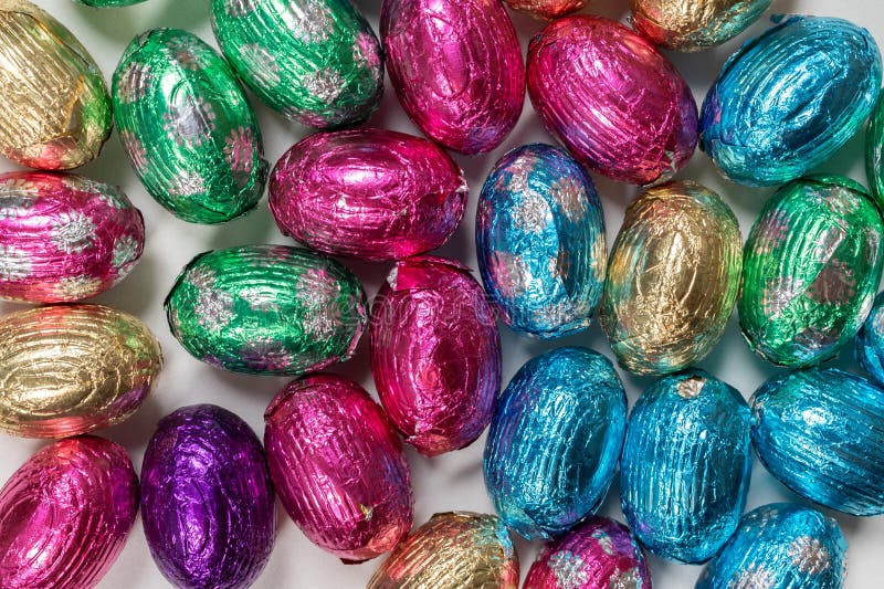 Colourful Chocolate Easter Eggs Wrapped in Tinfoil. Stock Image - Image ...