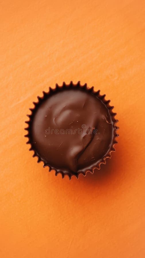 Chocolate Candy in Foil Wrapper on Orange Surface with Gradient ...