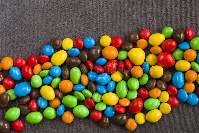 Chocolate Candy on the Gray Background, Colorful Candy Texture Stock ...
