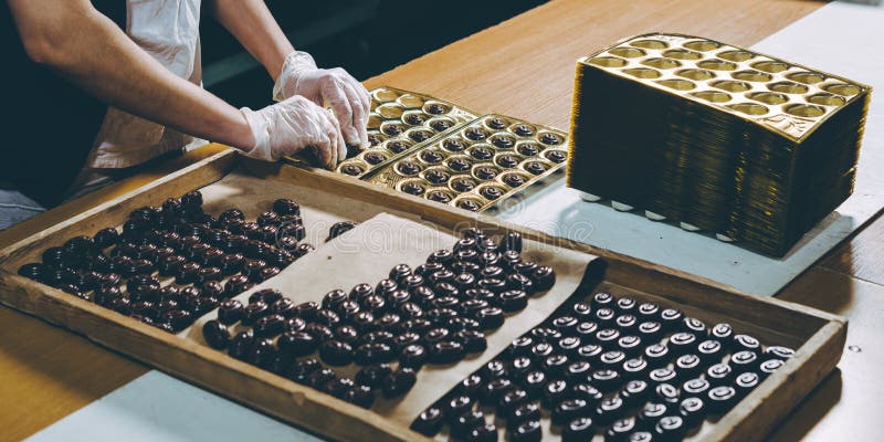 Chocolate candy making stock image. Image of sweets - 132045157