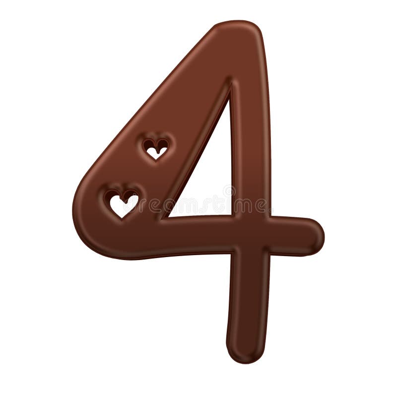 Chocolate Candy Number 4 Four 3D Isolated on Transparent Background ...