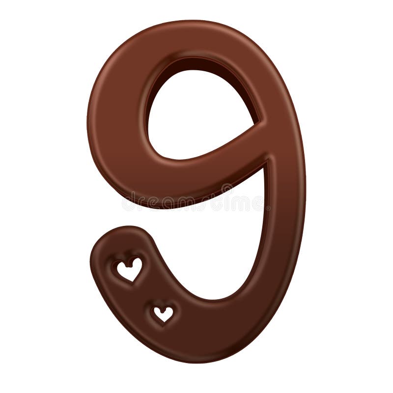 Chocolate Candy Number 9 Nine 3D Isolated on Transparent Background ...