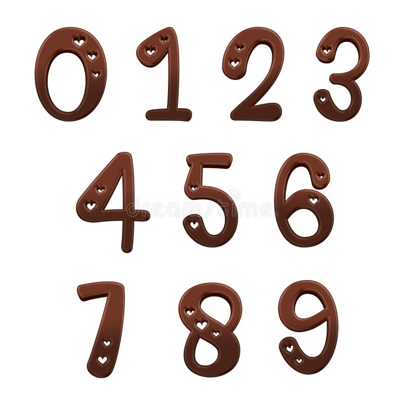 Chocolate Candy Numbers from 0 To 9 3D Isolated on Transparent ...