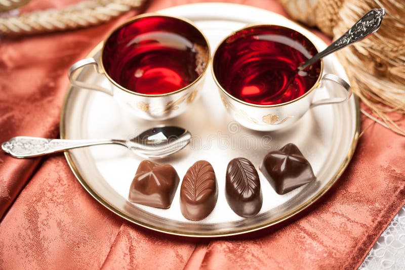 Chocolate candy, tea stock image. Image of drink, love - 40251371