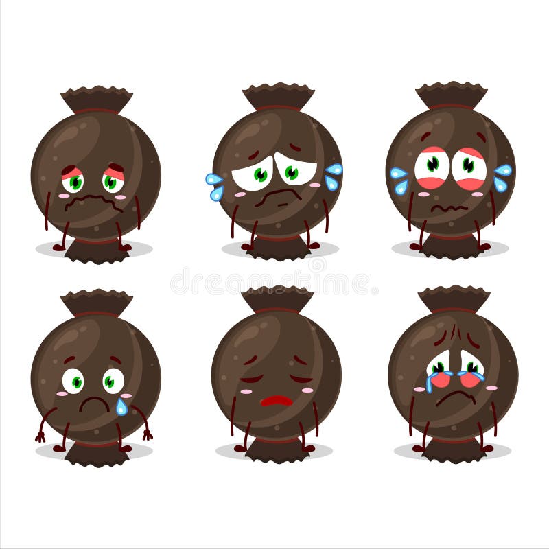 Chocolate Candy Wrap Cartoon Character with Sad Expression Stock Vector ...