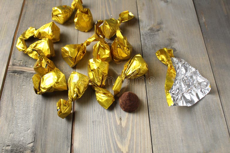 Chocolate Candy and Wrapper for Packaging. Packaging of Homemade Sweets ...