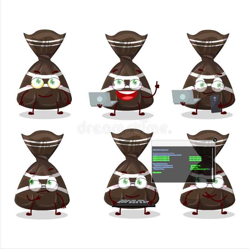 Chocolate Candy Wrappers Programmer Cute Cartoon Character With Stock