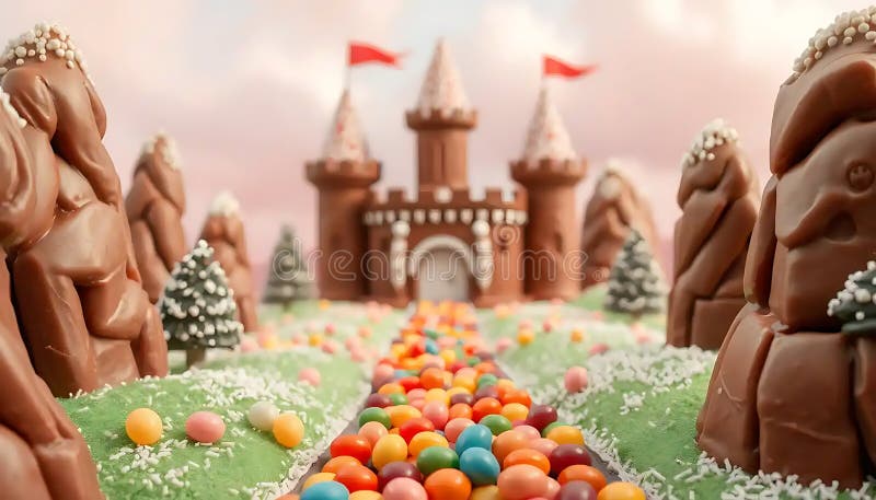 Chocolate Castle Candy Path Magical Scene Stock Illustration ...