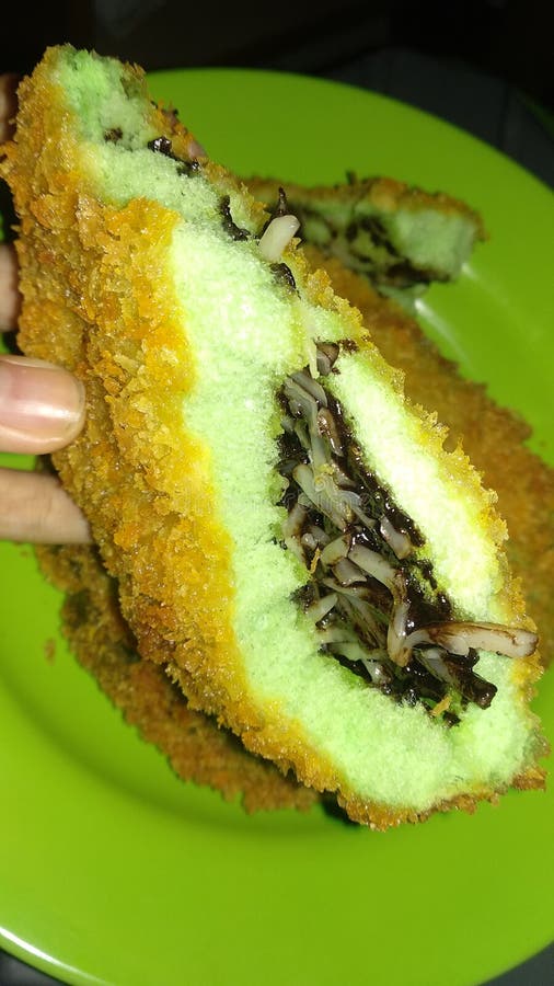 Chocolate Cheese Fried Bread Stock Image - Image of dessert, green ...