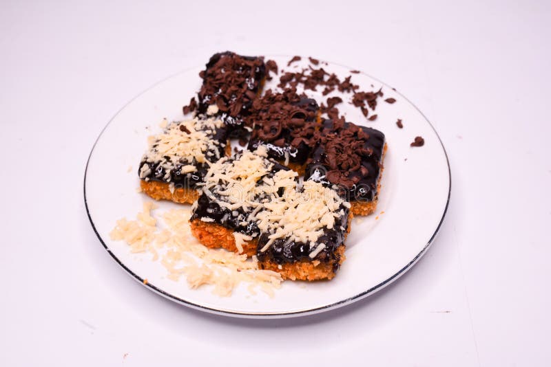 Chocolate Cheese Toast with Sliced Cheese and Milk Stock Image - Image ...