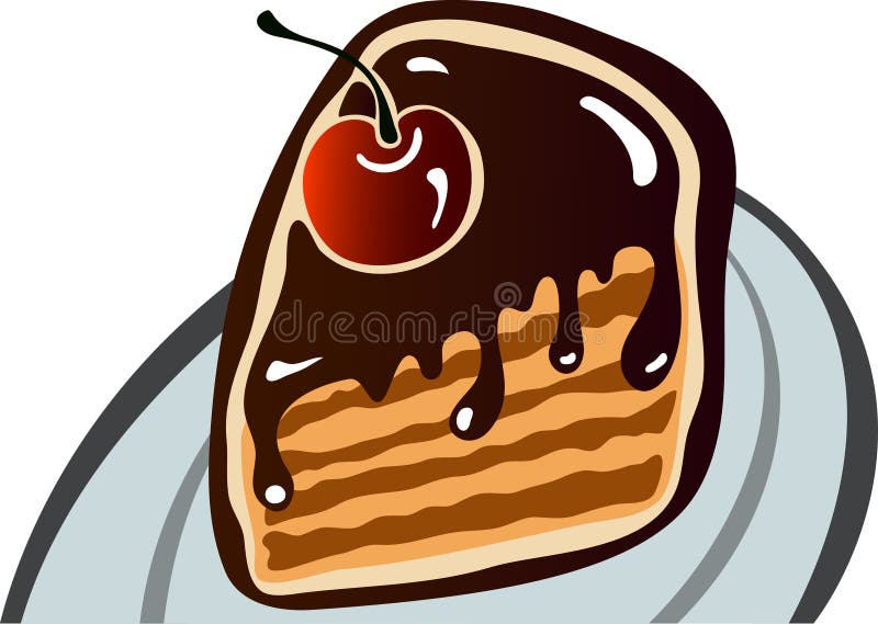 Chocolate Cherry Cake, Hand Draw Vector Stock Vector - Illustration of ...