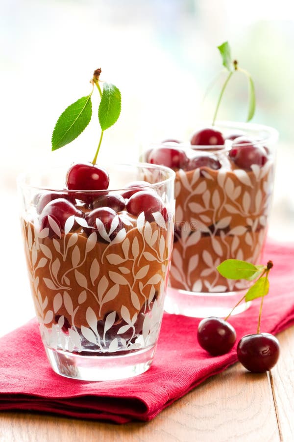 Chocolate cherry dessert stock image. Image of cherry - 13656715