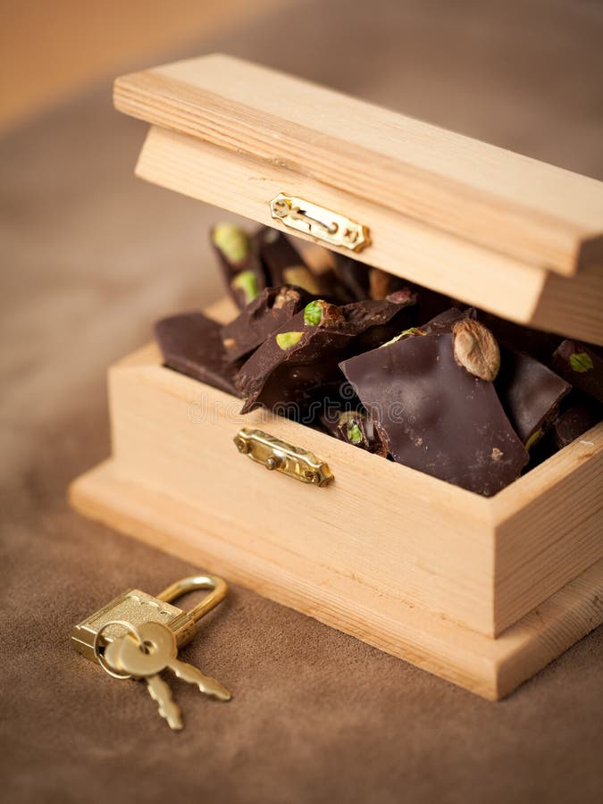 Chocolate in the Chest with Lock Stock Image - Image of lock, closeup ...