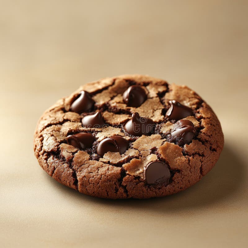 Chocolate Chip Cookie on a Beige Background. Stock Image - Image of ...